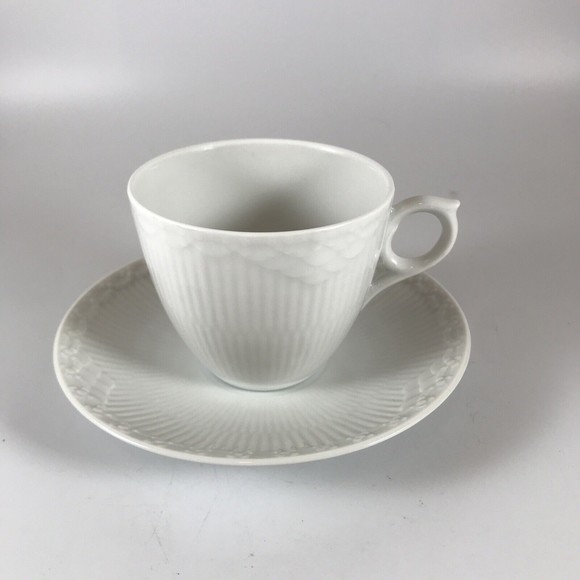 Dining | White Half Lace Fluted Royal Copenhagen Tea Cup Saucer Denmark ...
